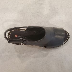 Clarks | Shoes | Clarks Sandals Black Leather Slingbacks Wedges | Poshmark